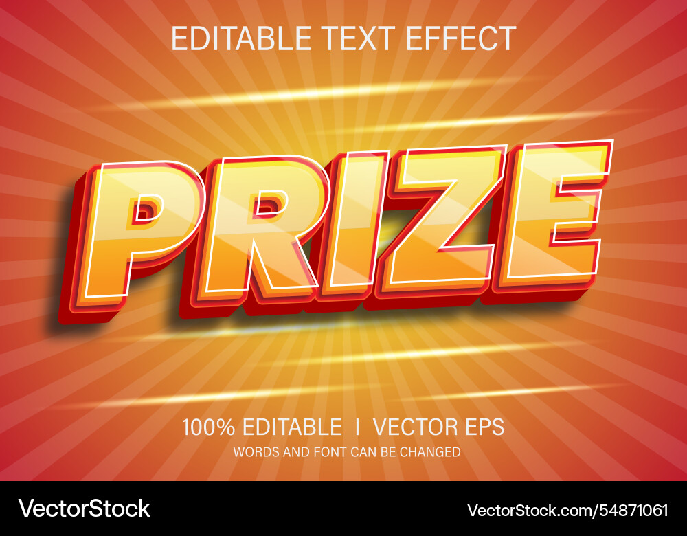 Modern Prize Text Effect Royalty Free Vector Image