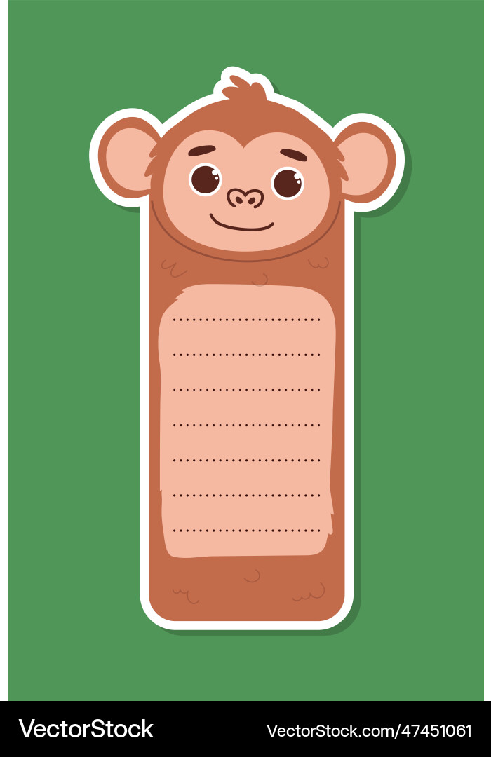Monkey bookmark concept Royalty Free Vector Image