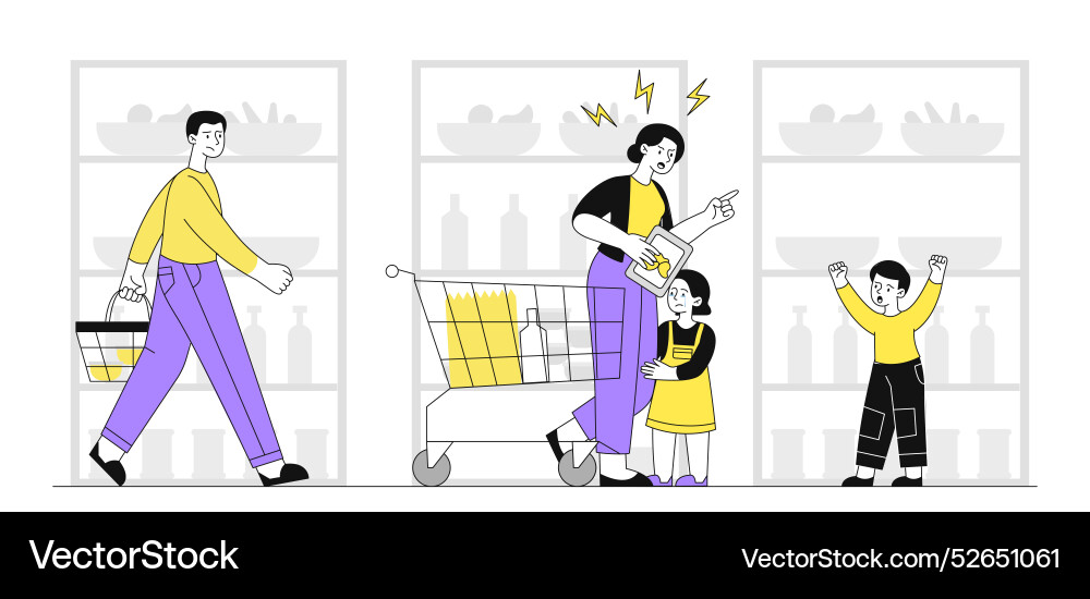 Mother with hyperactive children young woman Vector Image