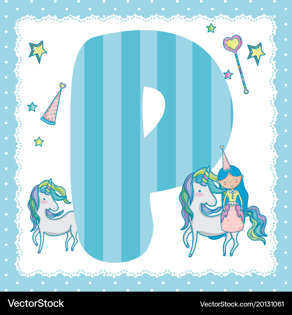 P alphabet letter for kids Royalty Free Vector Image