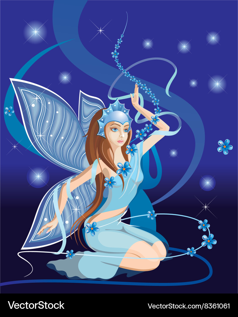 Sparkling blue elf cartoon Royalty Free Vector Image
