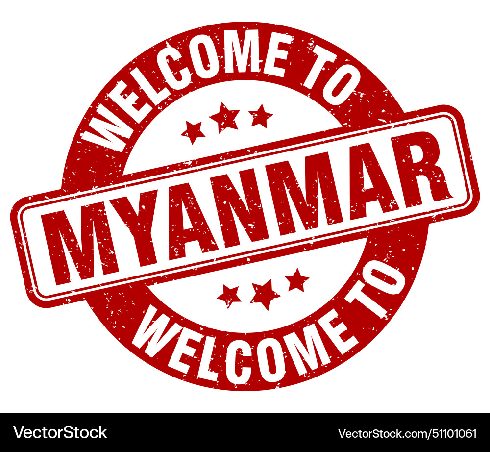 Welcome to myanmar stamp round sign Royalty Free Vector