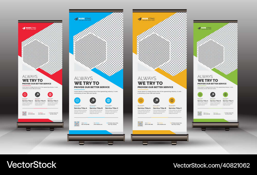 Abstract polygon corporate business roll up banner