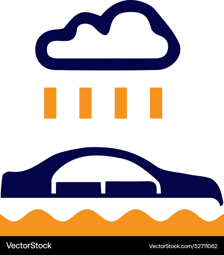 Car flood disaster icon cloud rain Royalty Free Vector Image