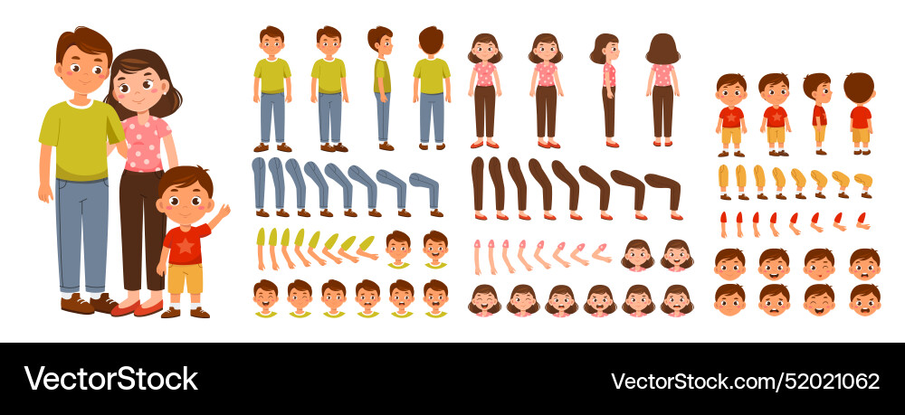Family constructor set man and woman Royalty Free Vector