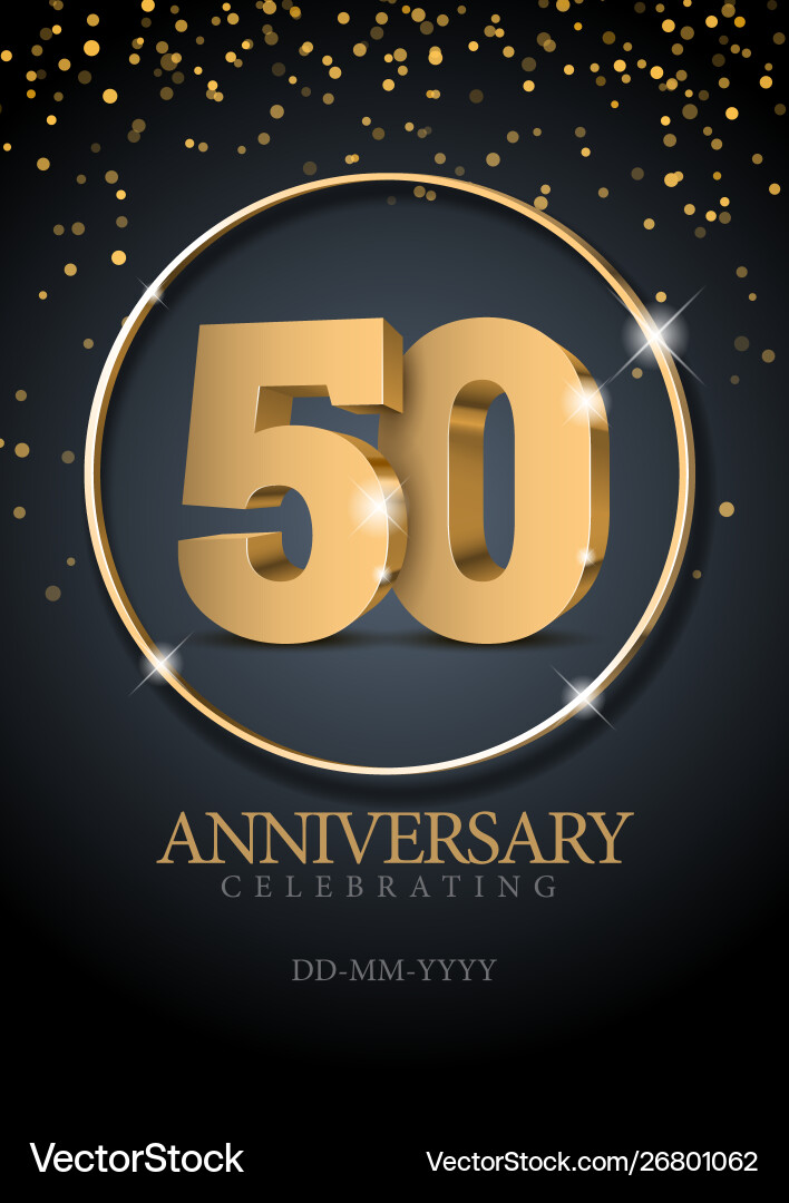 Gold 50th Anniversary Numbers - Celebration Vector Image