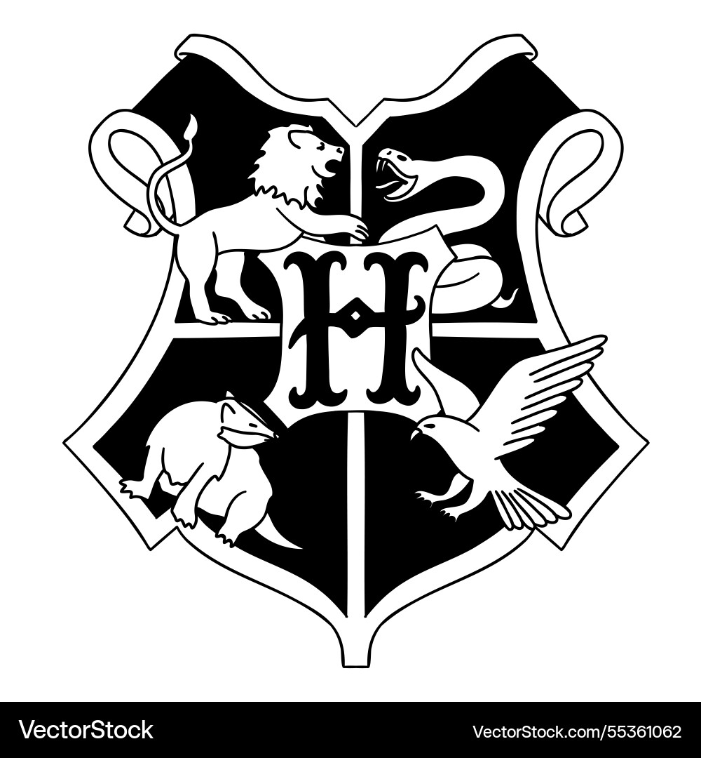 Hogwarts logo with animals from harry potter Vector Image