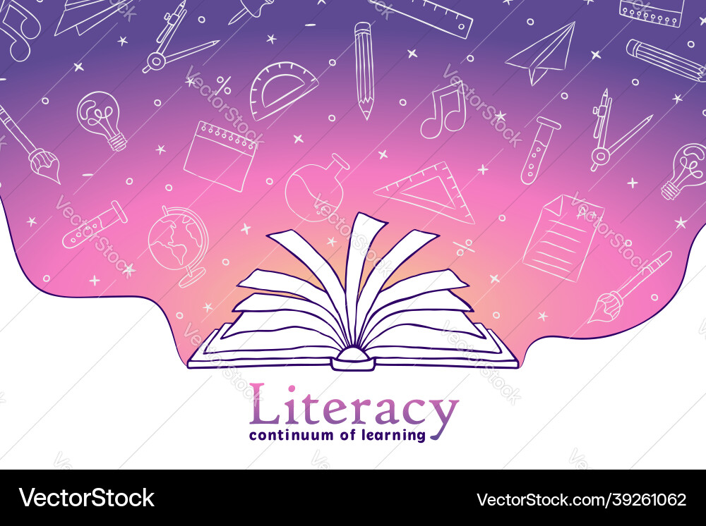 Literacy open book school icon learning concept Vector Image
