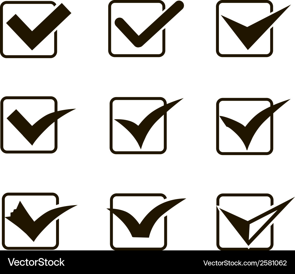 Nine Grey and White Check Marks Royalty Free Vector Image