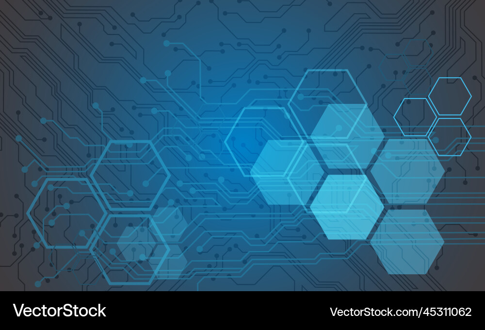 Technology blue circuit hexagon cyber futuristic Vector Image
