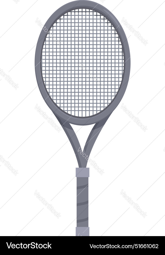 Tennis racket standing upright on white background