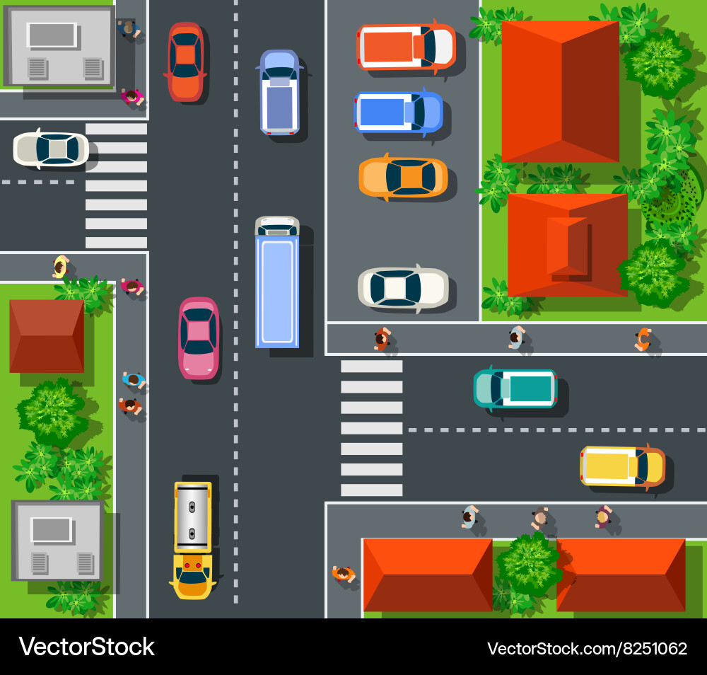 Top view of urban Royalty Free Vector Image - VectorStock