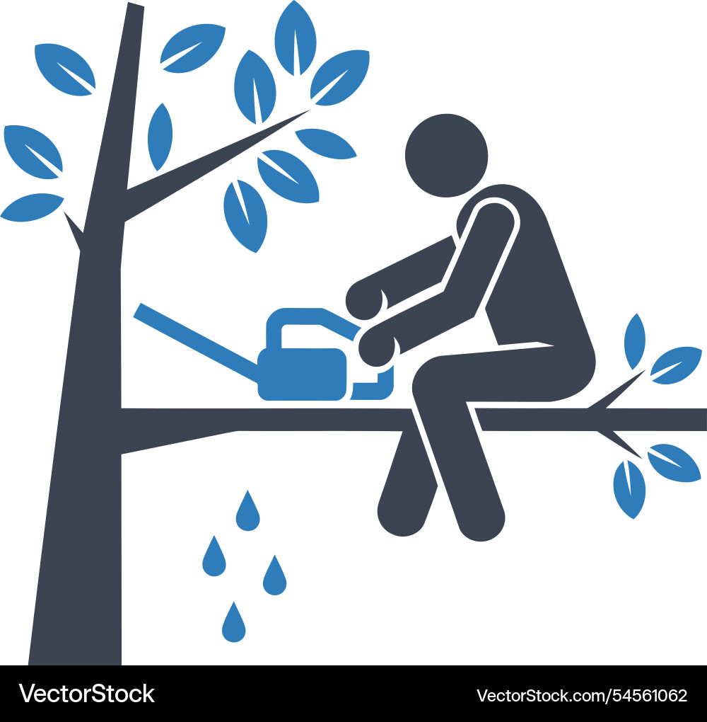 Tree cutting icon on white background Royalty Free Vector