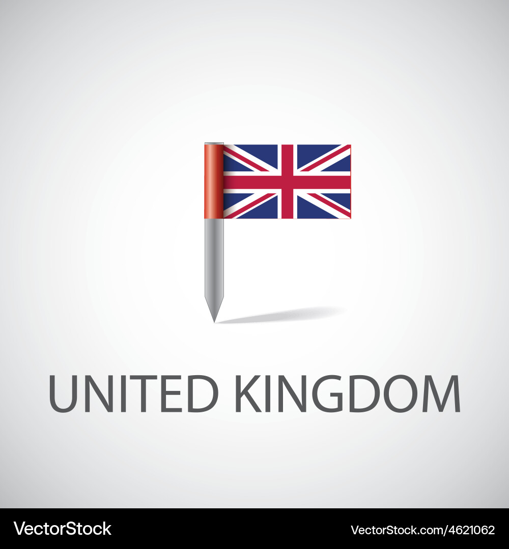 Uk flag pin Royalty Free Vector Image - VectorStock
