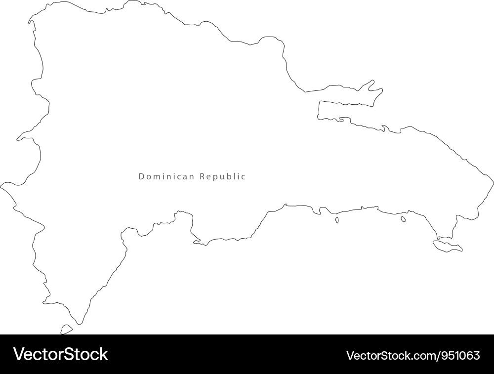 Black white dominican republic outline map Vector Image