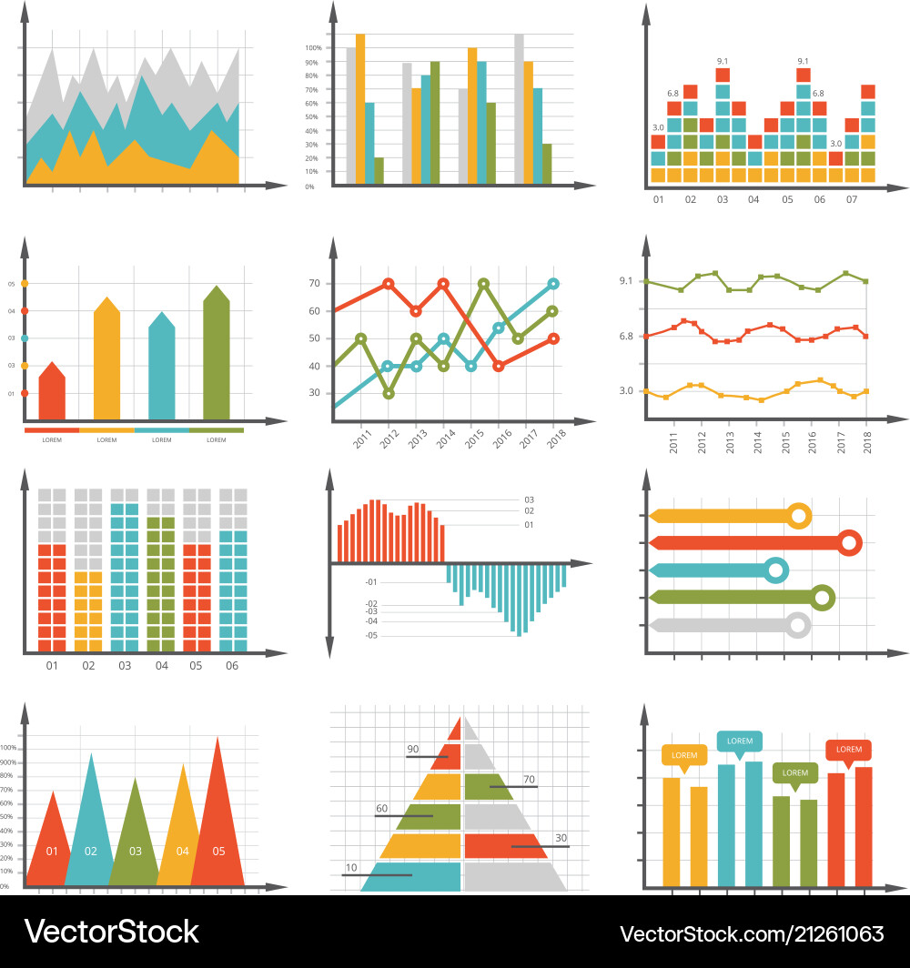 Business Charts & Graphs - Data Visualization Vector Image
