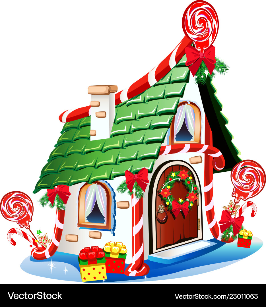 Christmas house with festive decorations Vector Image