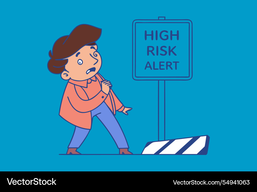 Road warning high risk alert sign hand drawn flat Vector Image