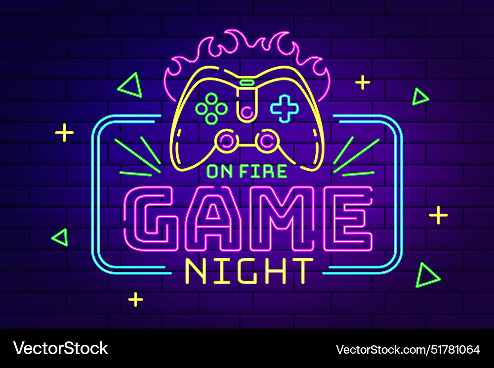 A neon sign for game night Royalty Free Vector Image