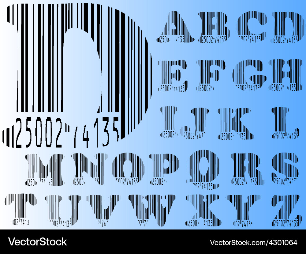 Barcode alphabet a to z Royalty Free Vector Image
