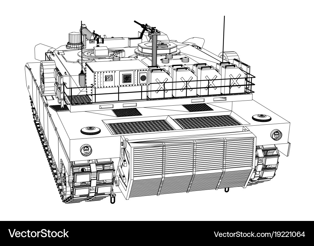 Blueprint of realistic tank Royalty Free Vector Image