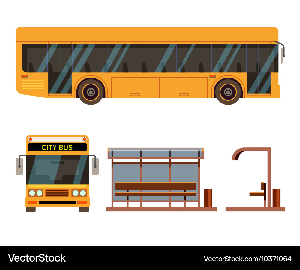 Bus stop in side and front view positions Vector Image