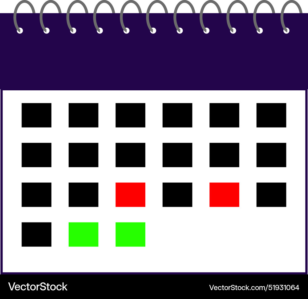Calendar icon color symbol highlighted Royalty Free Vector