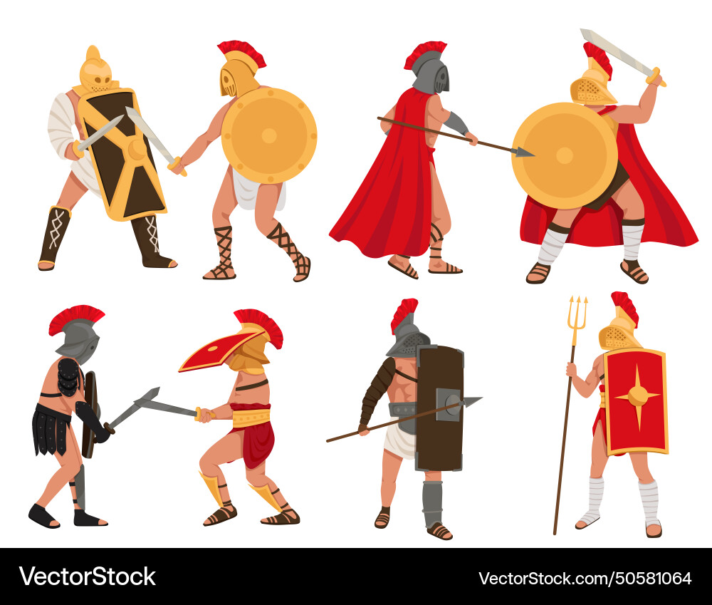 Cartoon gladiator warriors Royalty Free Vector Image