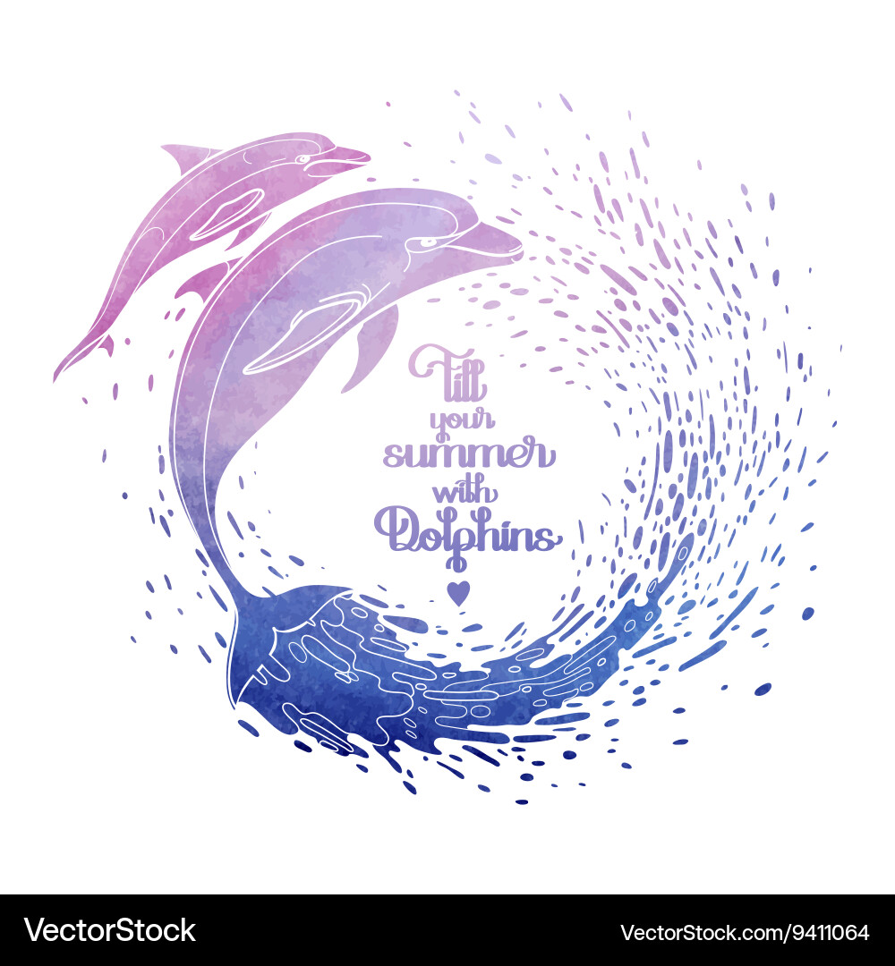 Colorful Dolphin Splash Royalty Free Vector Image