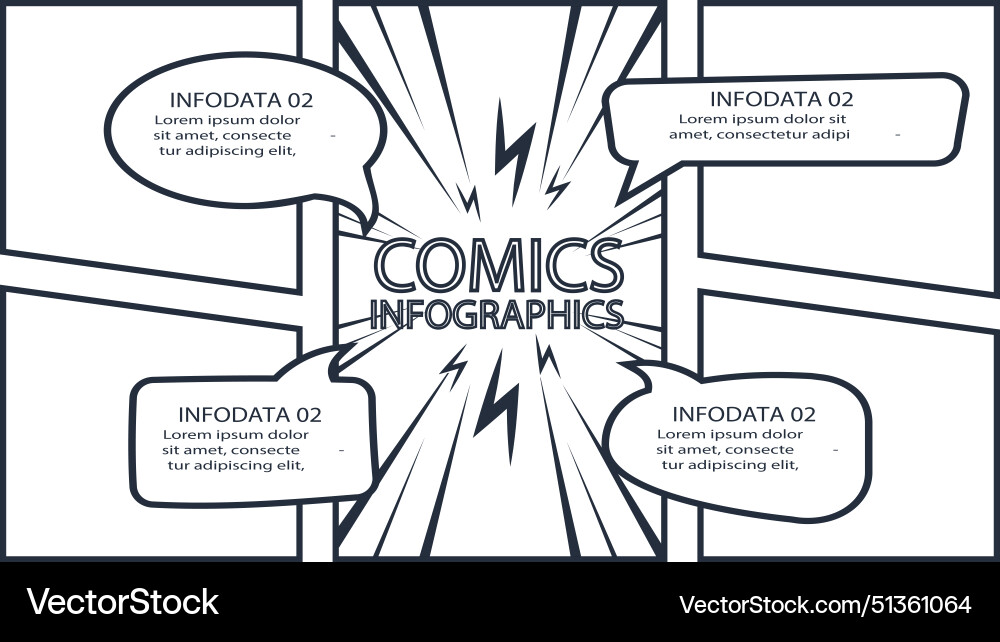 Comics infographic with 4 steps options parts Vector Image