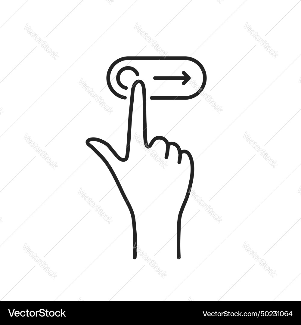Easy enable screen with thin line hand Royalty Free Vector