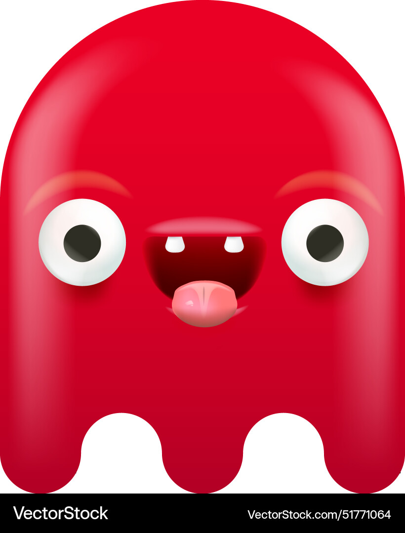 Funny cute smiling red jelly ghost monster Vector Image