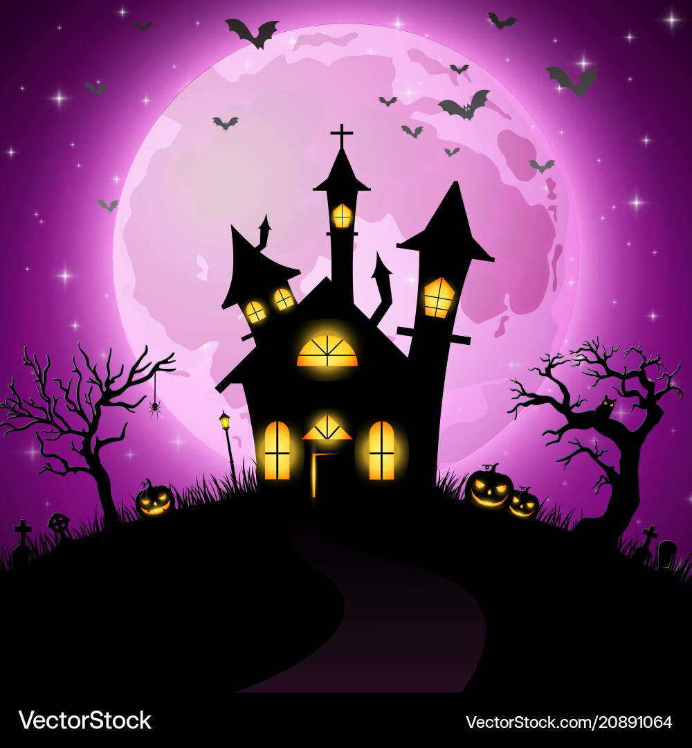 Halloween background with scary church Royalty Free Vector