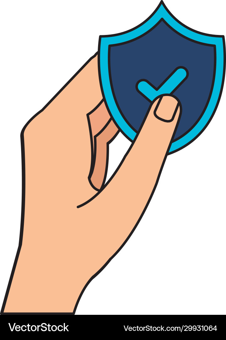 Hand holding shield with check mark security Vector Image