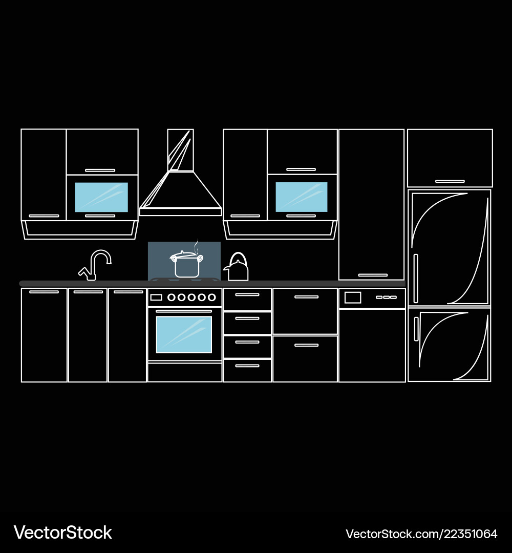 Kitchen furniture line icon Royalty Free Vector Image