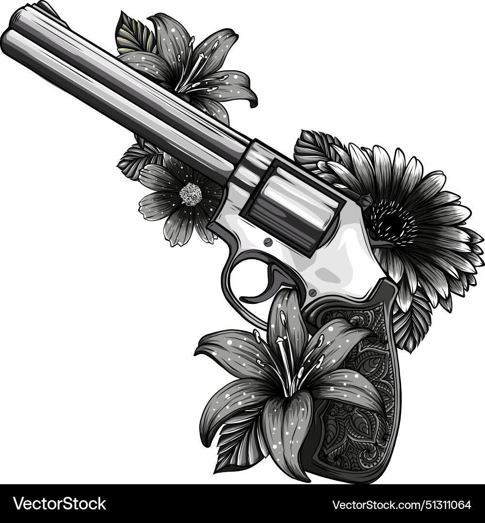 Monochrome of guns Royalty Free Vector Image - VectorStock
