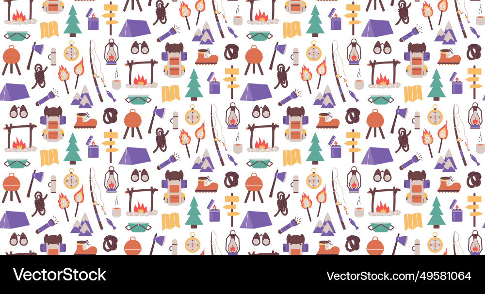 Mountain Camping Pattern Royalty Free Vector Image