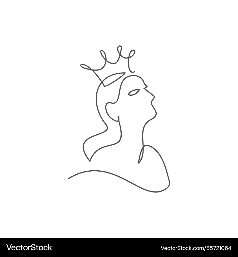 Queen one line design icon Royalty Free Vector Image