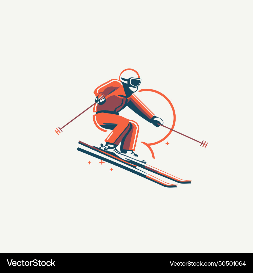 Skier skiing sport logo logotype emblem Royalty Free Vector
