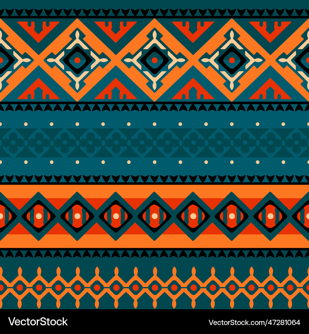 Tribal dark blue and orange seamless pattern Vector Image