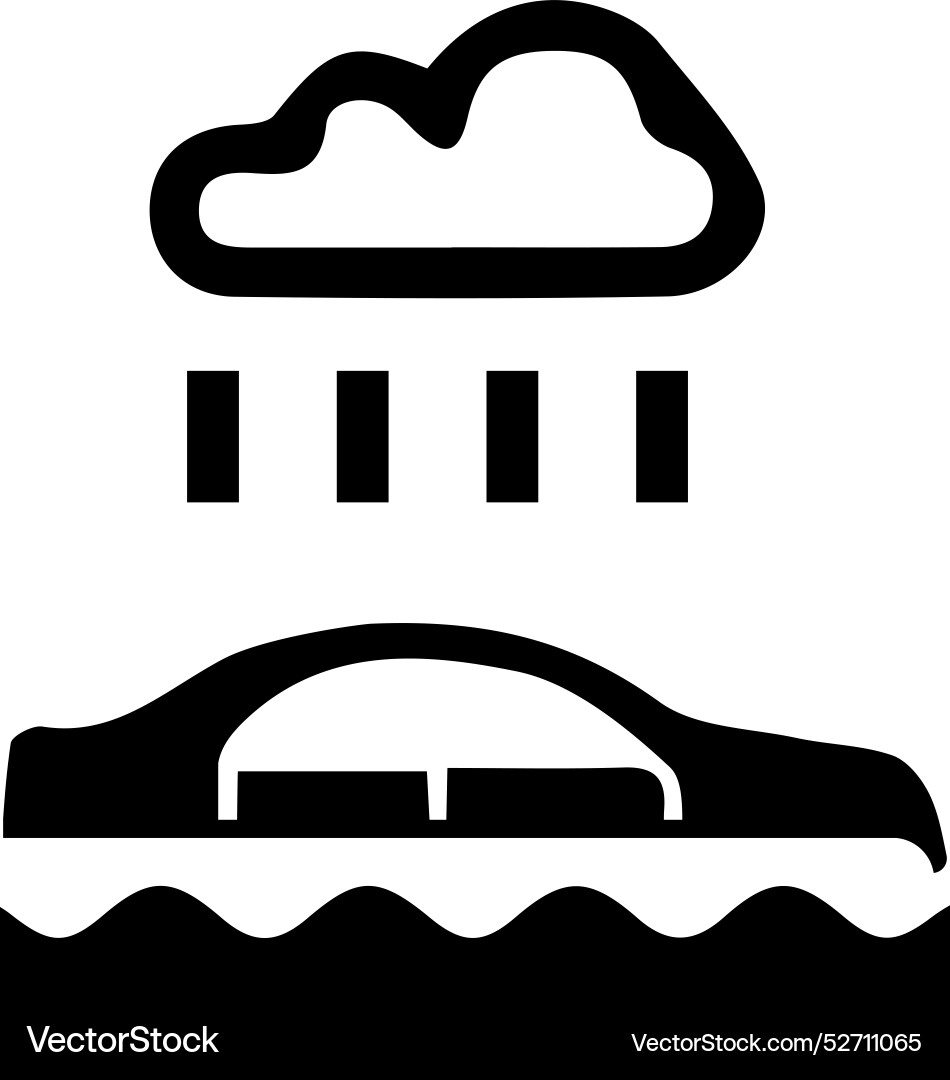 Car flood disaster icon cloud rain Royalty Free Vector Image