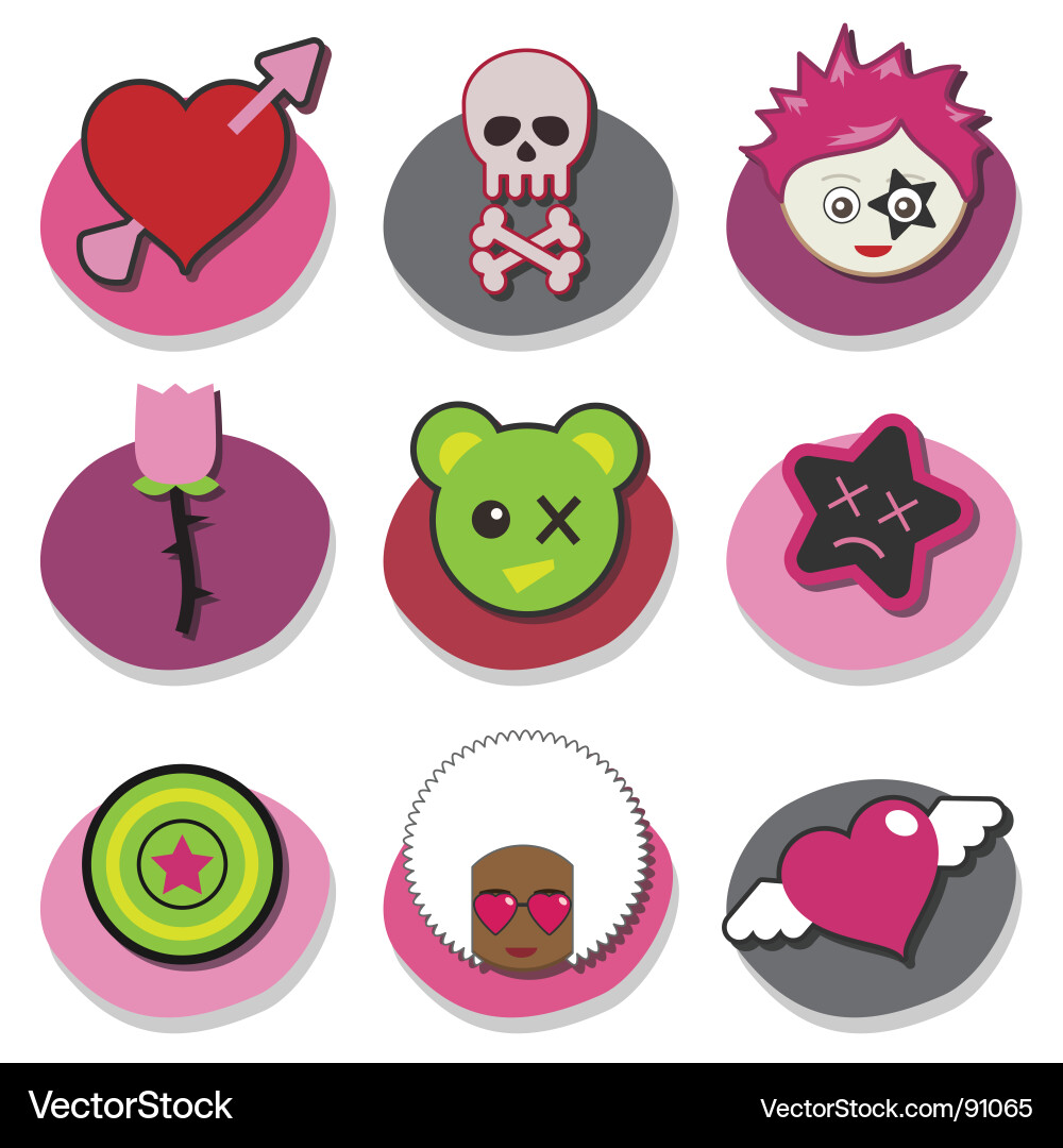 Cute Emo Stickers Royalty Free Vector Image - VectorStock