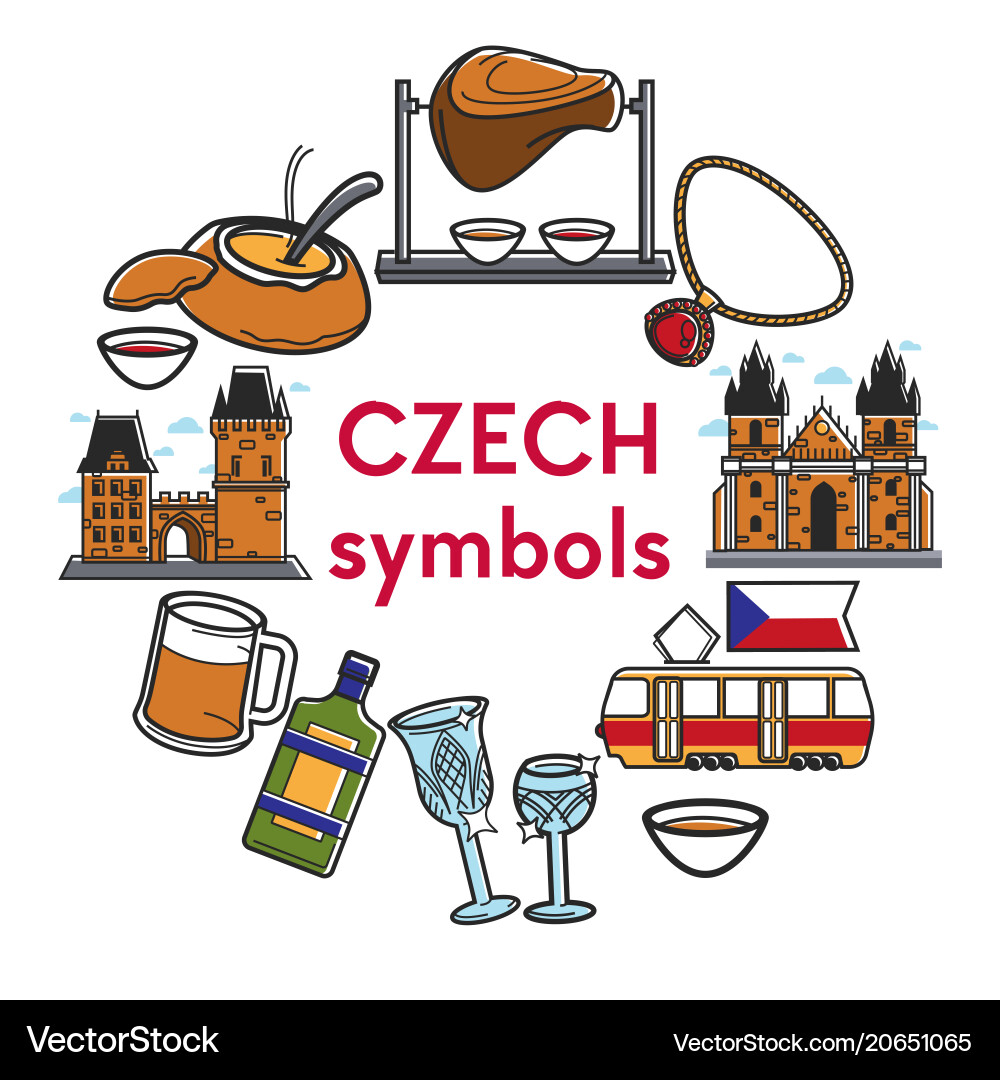 Czech republic famous landmarks symbols Royalty Free Vector