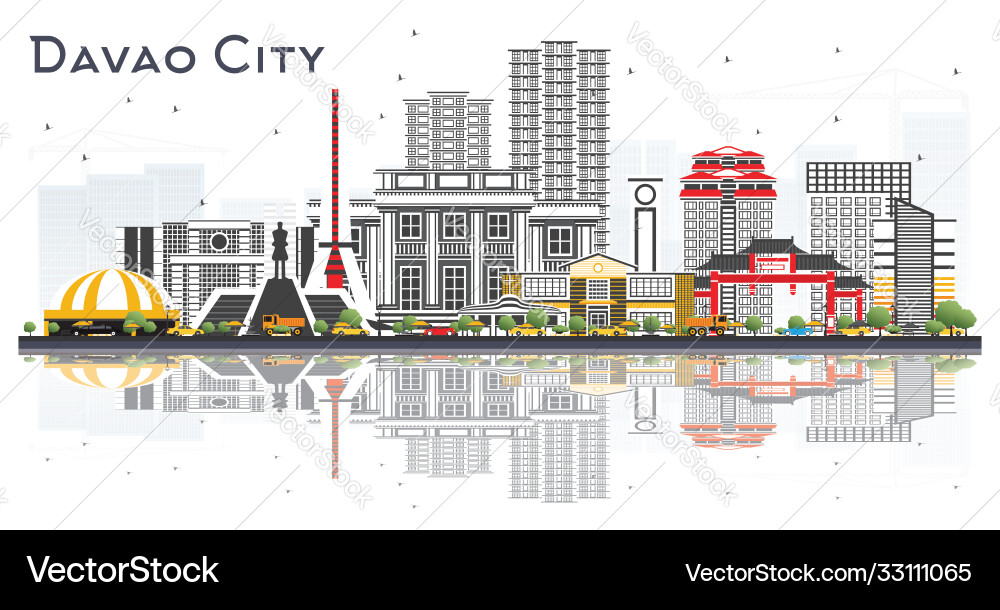 Davao city philippines skyline with gray Vector Image