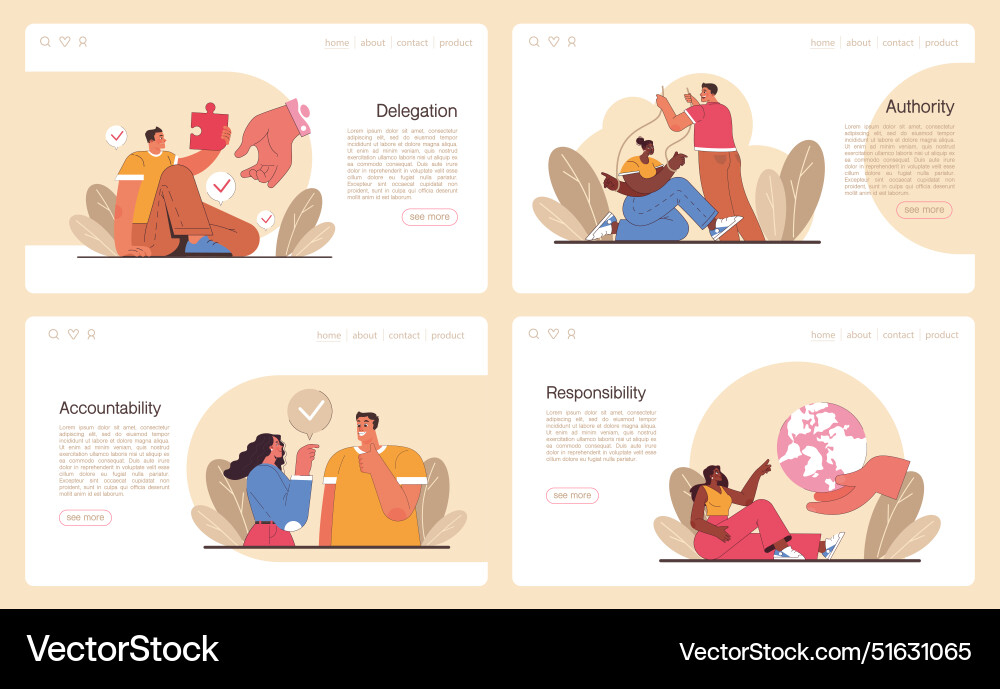 Delegation web banner or landing page set task Vector Image