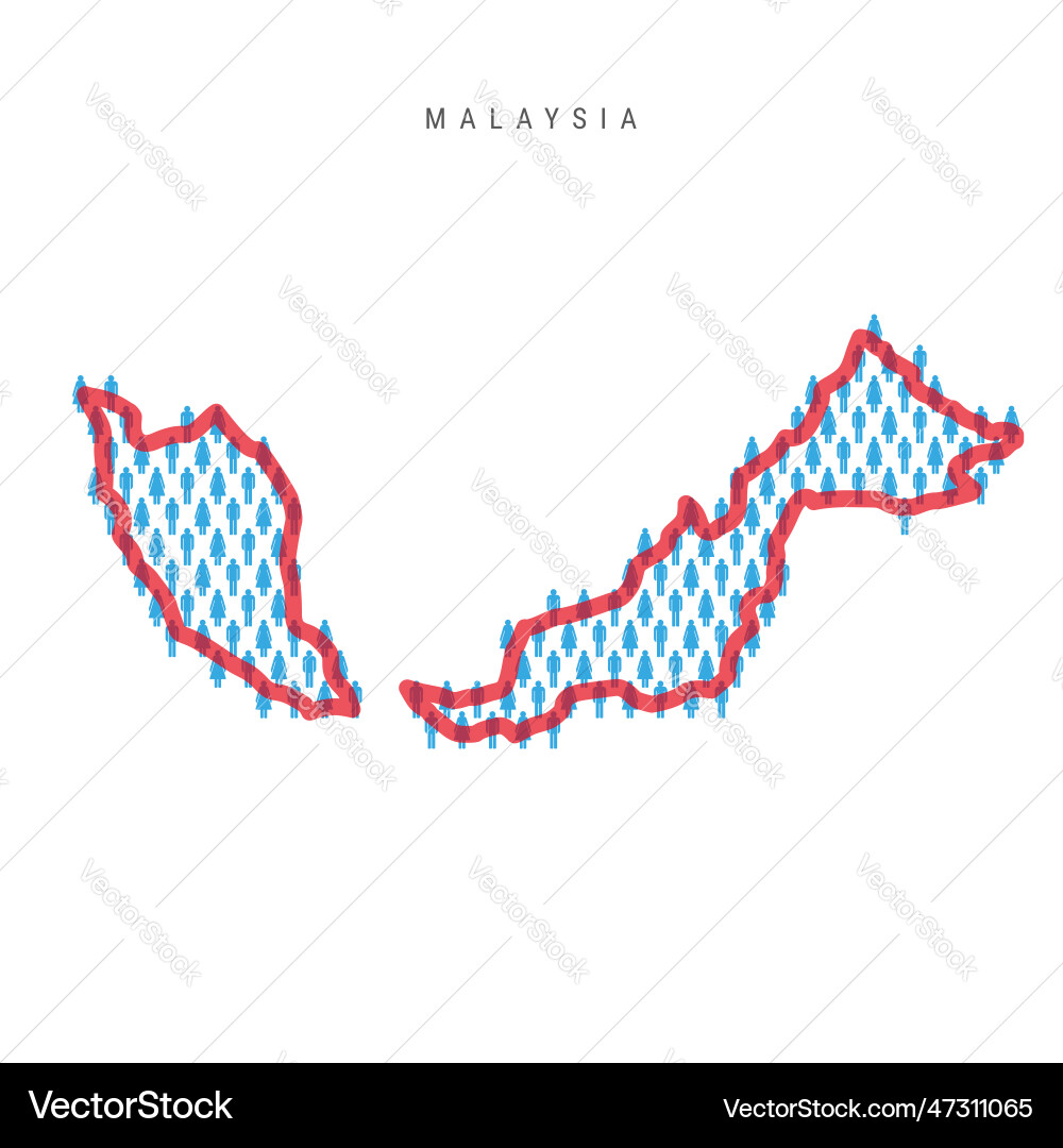 Malaysia population map stick figures malaysian Vector Image