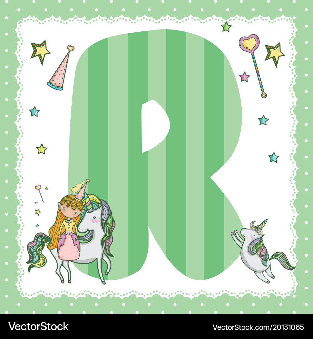 R alphabet letter for kids Royalty Free Vector Image