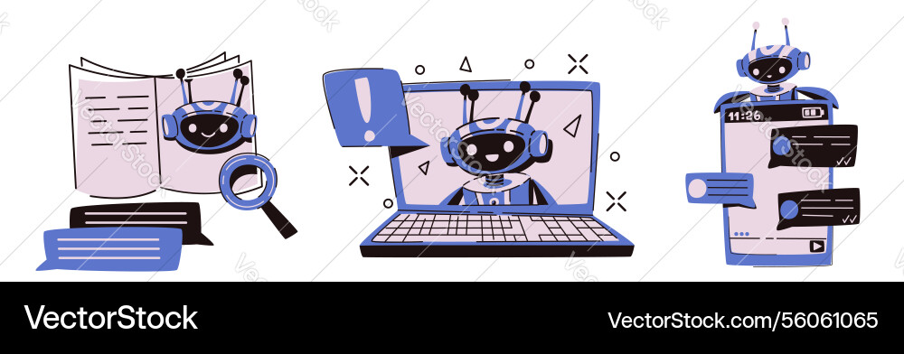 Set of cute chatbot elements Royalty Free Vector Image