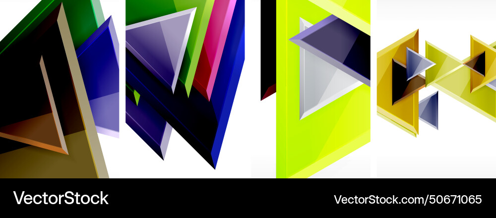 Triangle composition poster background set Vector Image