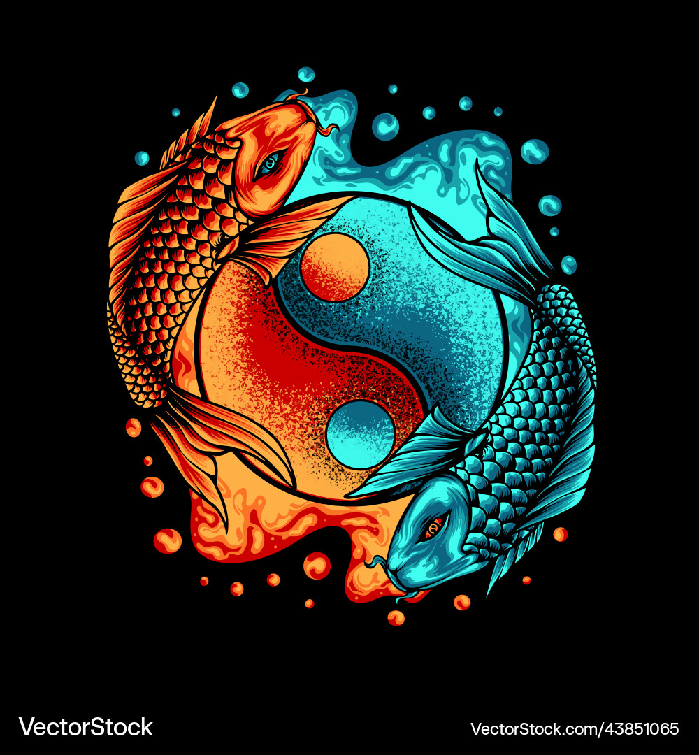 Yin Yang Koi Fish Koi Fish, Yin Yang Spirit (Sumi E Inpired Original